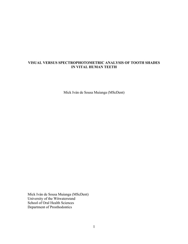 Visual and Digital Shade Analysis of Vital Human Teeth | PDF
