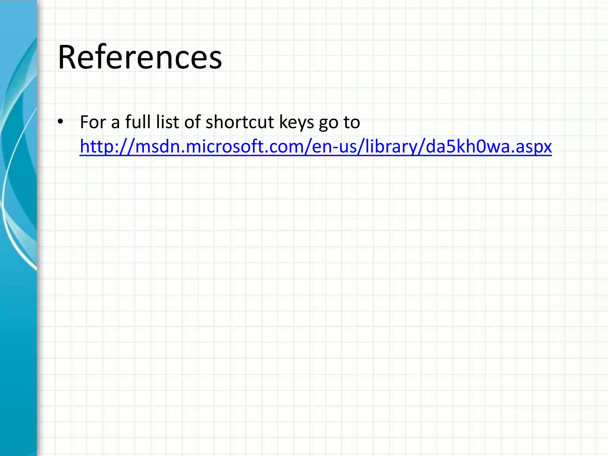 Visual Studio 2010 shortcut keys | PPTX