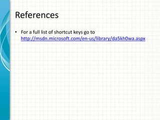 Visual Studio 2010 shortcut keys | PPTX