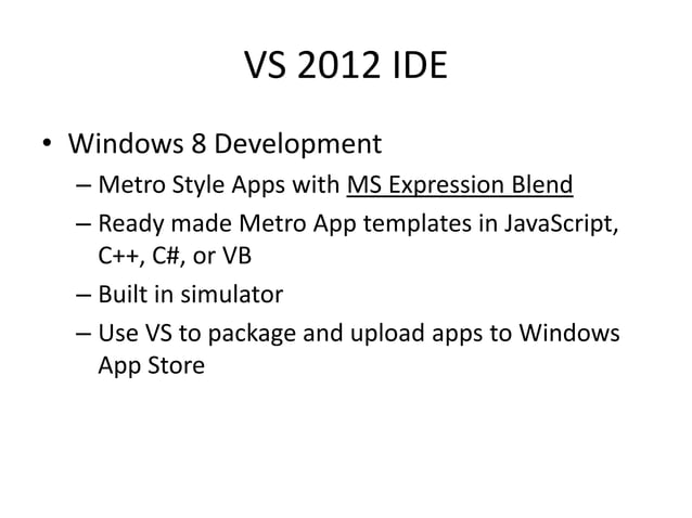 Introduction to Visual studio 2012 | PPT
