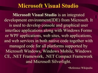 Visual Studio IDE | PPT