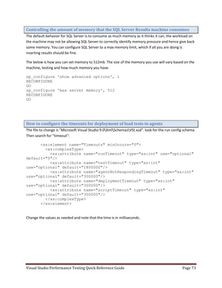 Visual studio performance testing quick reference guide 3 6 | PDF