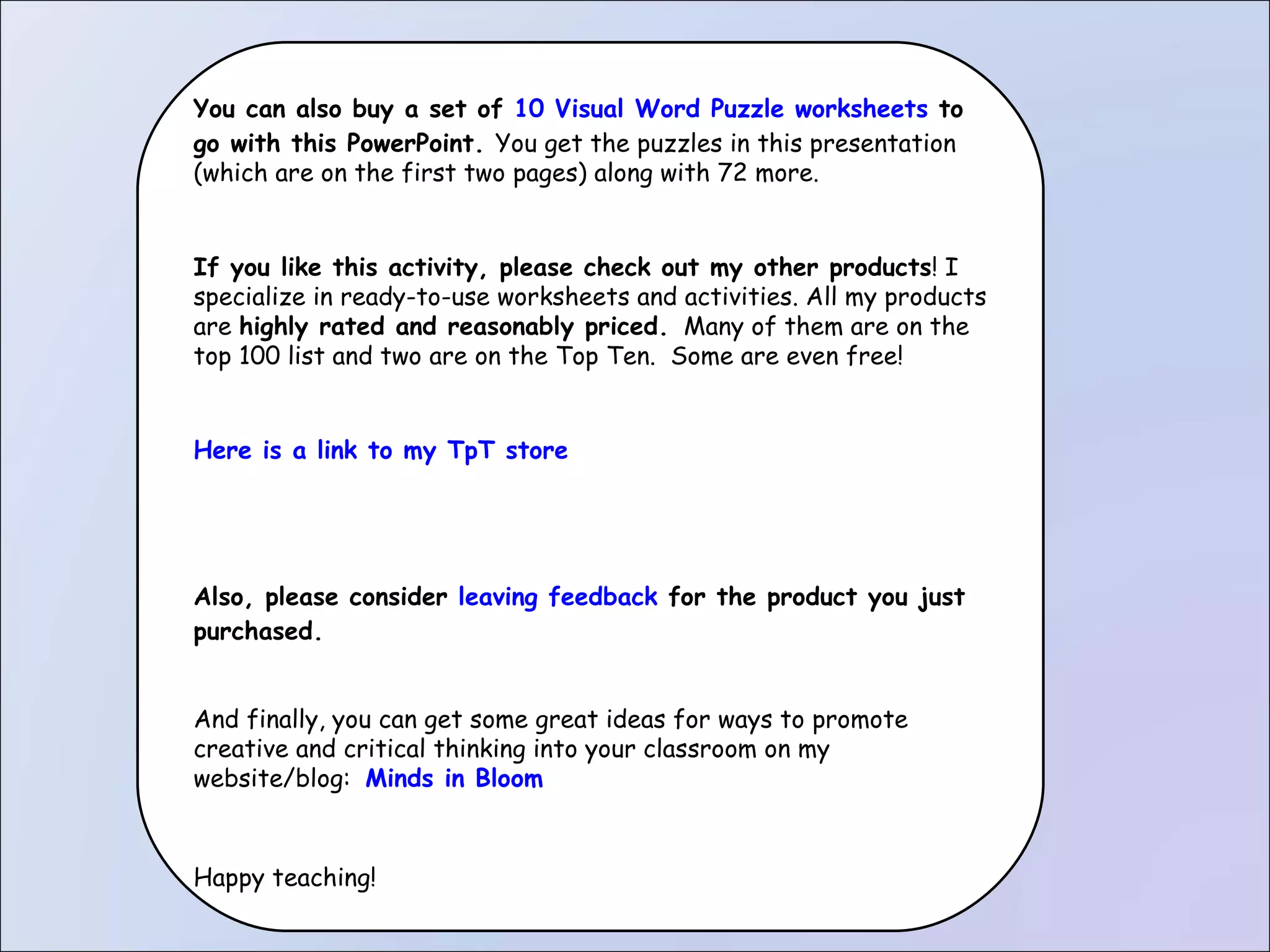 Visual word puzzles | PPT