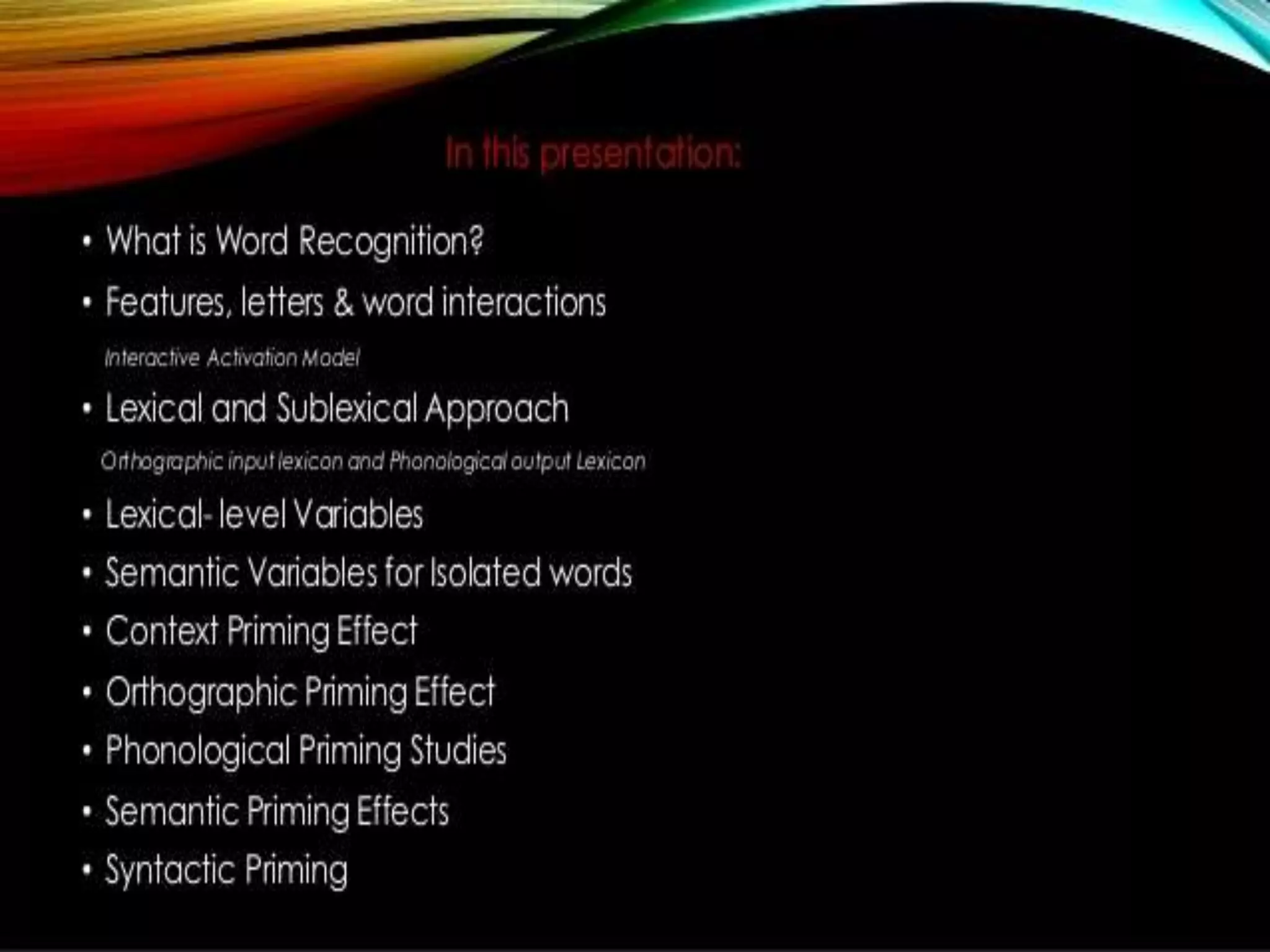 Visual Words Recognition Pptx Biological Sciences Science