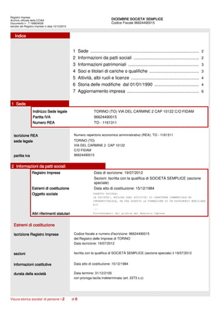 Visura camerale dicembre | PDF | Business | Business and Finance