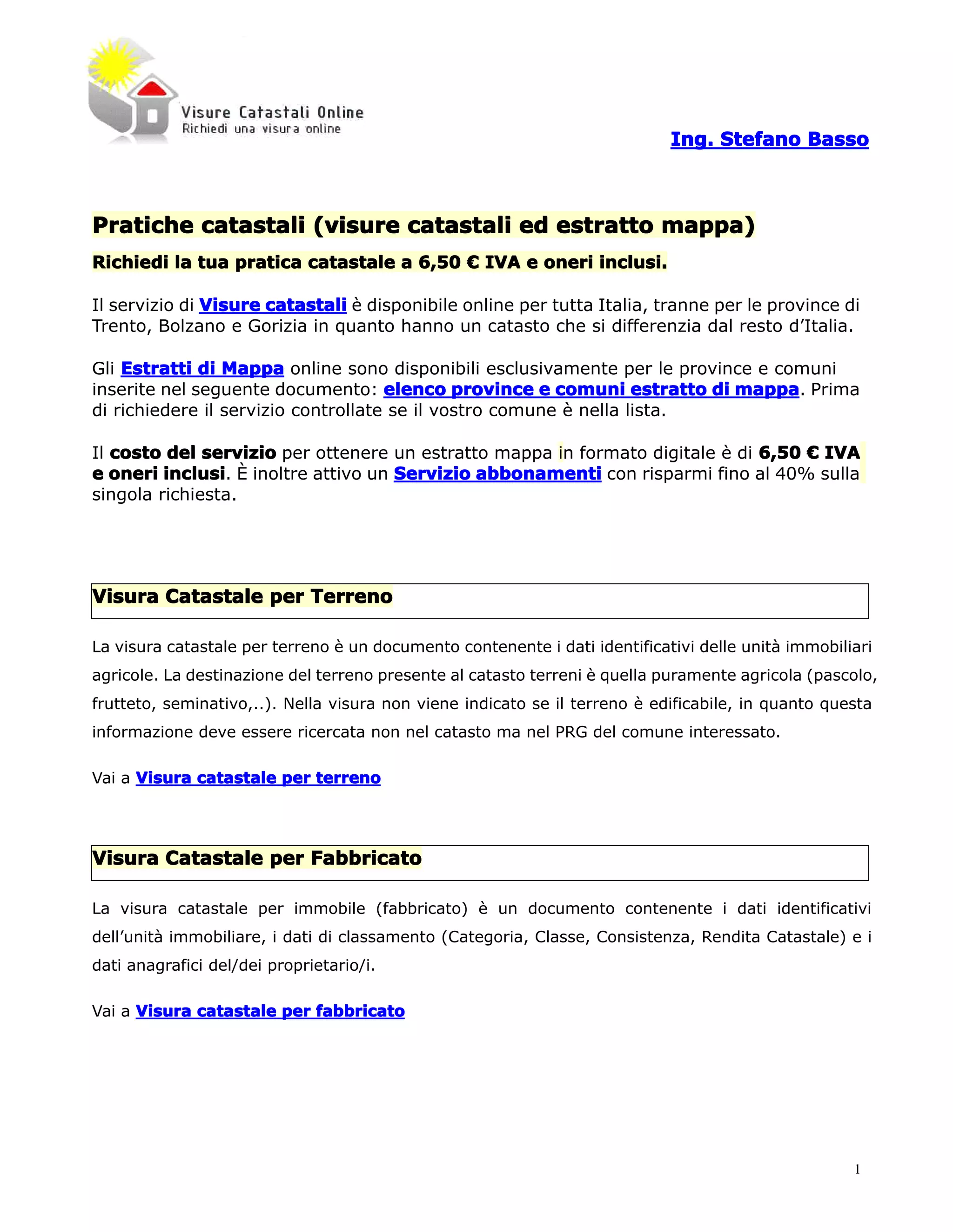 Visure catastali ed estratto mappa | PDF