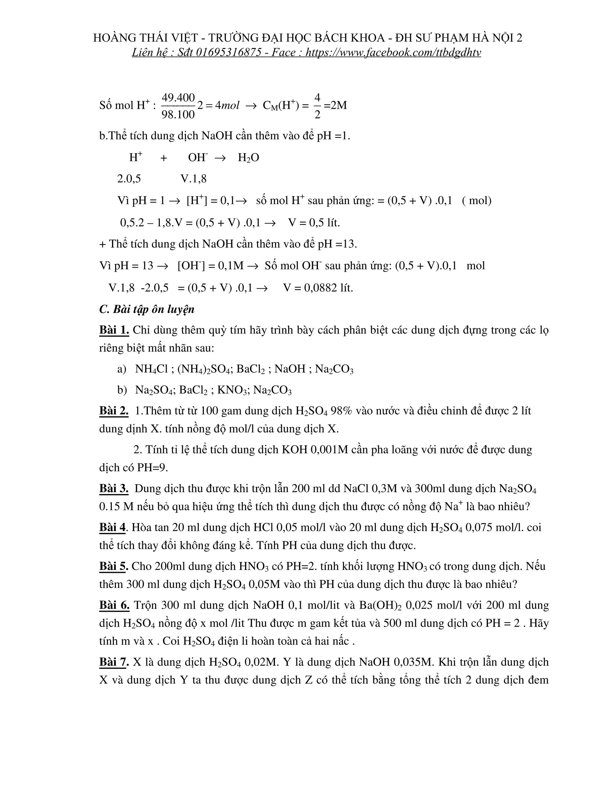 Tổng hợp lý thuyết và bài tập cơ bản nâng cao hóa học 11 | PDF