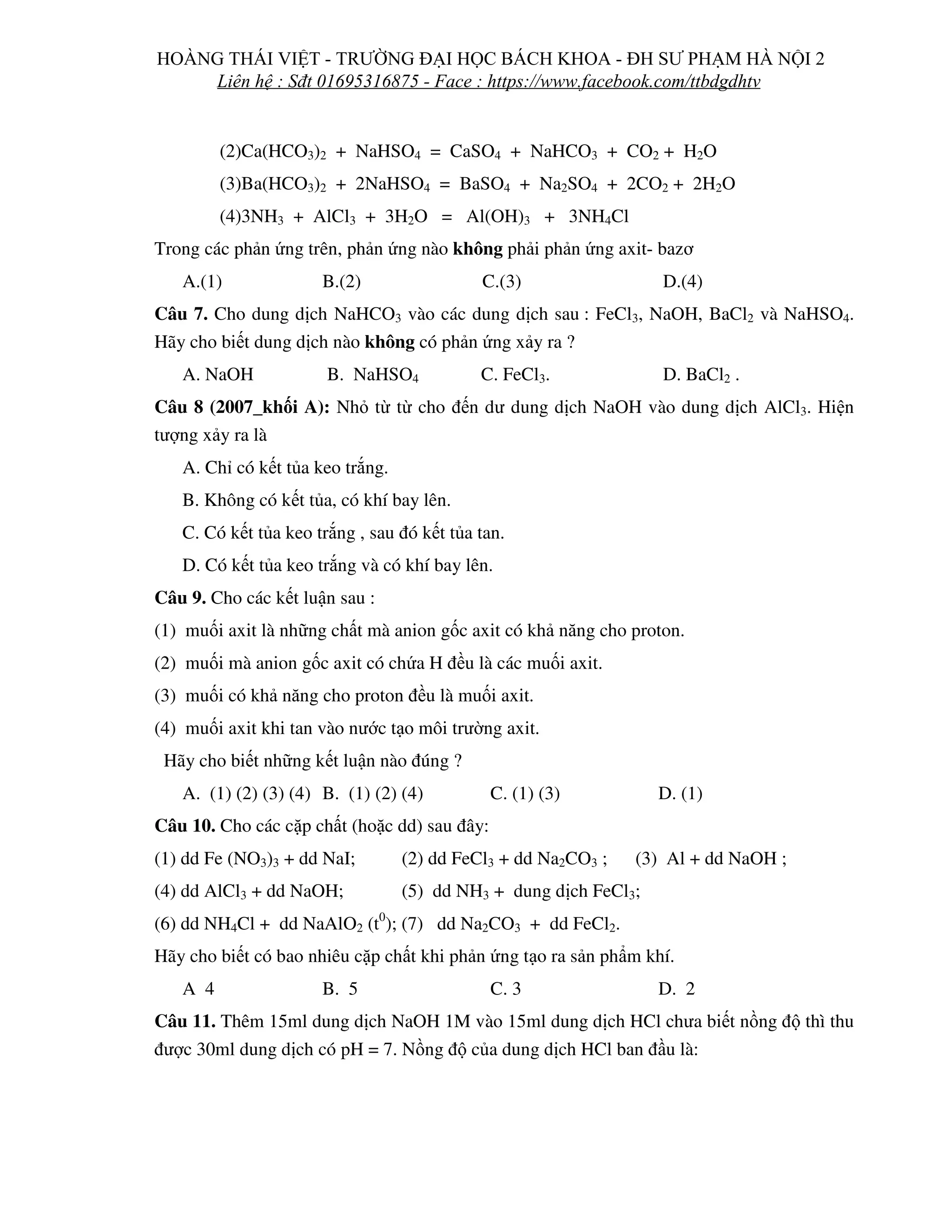 Tổng hợp lý thuyết và bài tập cơ bản nâng cao hóa học 11 | PDF