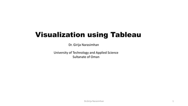 Visualization using Tableau | PPTX