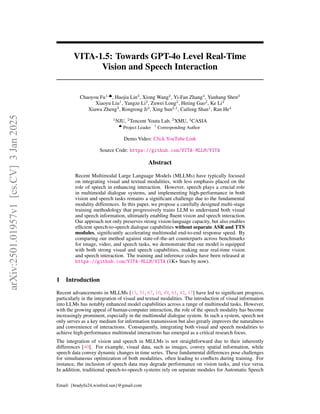 VITA-1.5 Towards GPT-4o Level Real-Time Vision and Speech Interaction | PDF