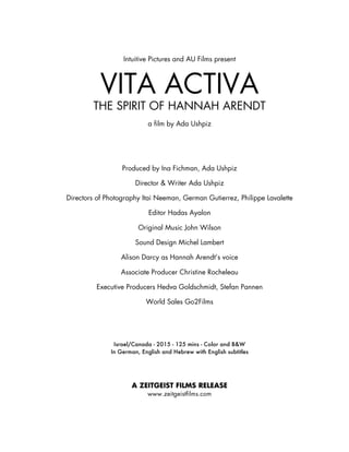 Vita activa presskit | PDF | Documentary | Genres