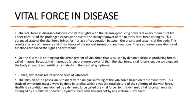vital force.pptx homeopathy organon of medicine | PPTX
