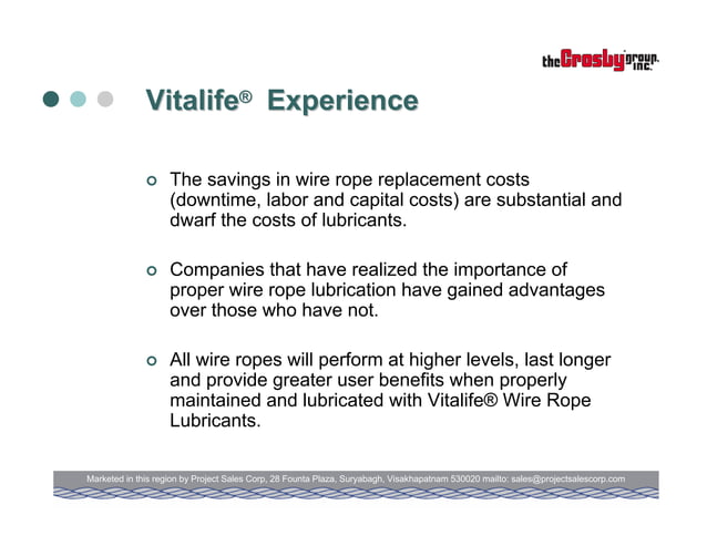 Vitalife Wire Rope Lubricants | PPT