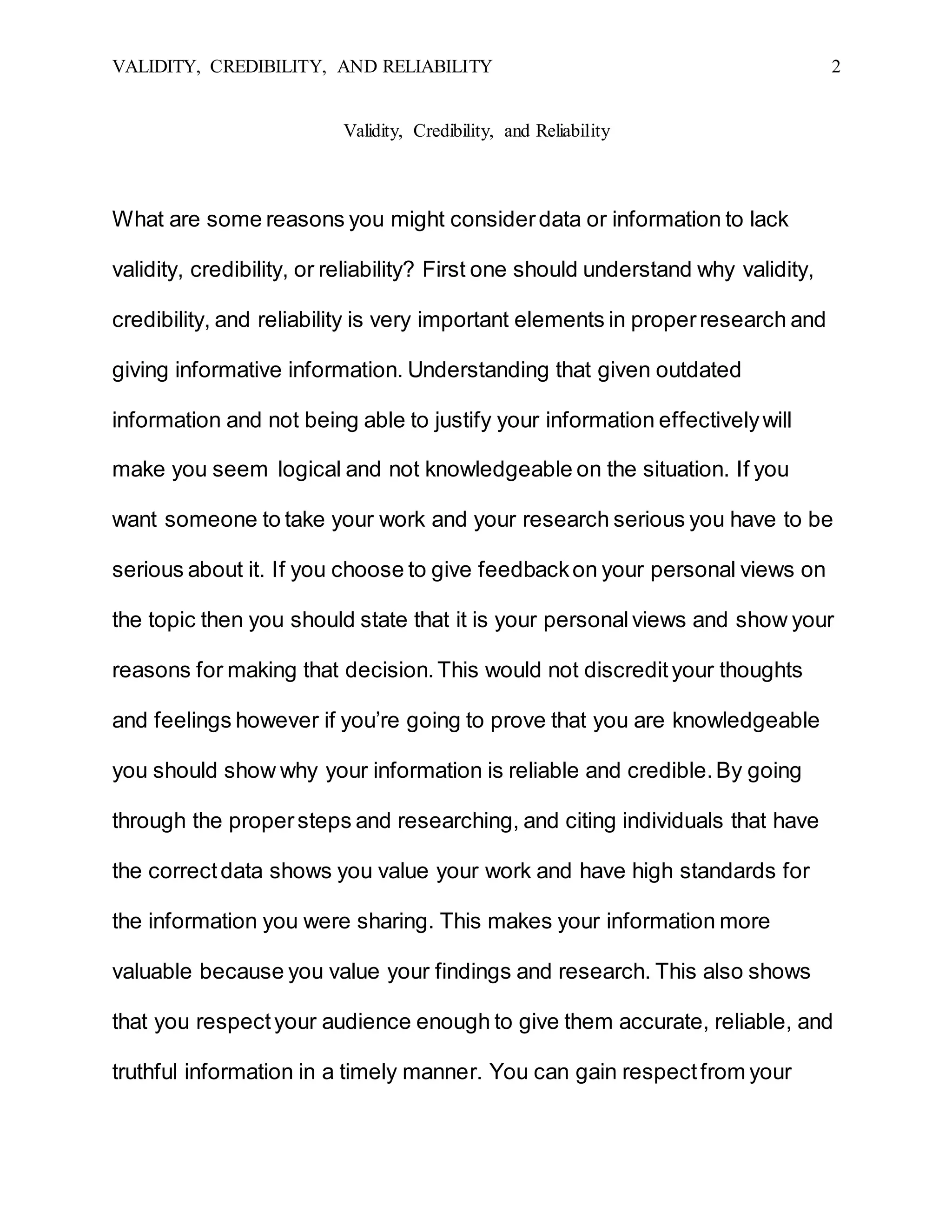 Validity, Credibility, and Reliability | DOCX