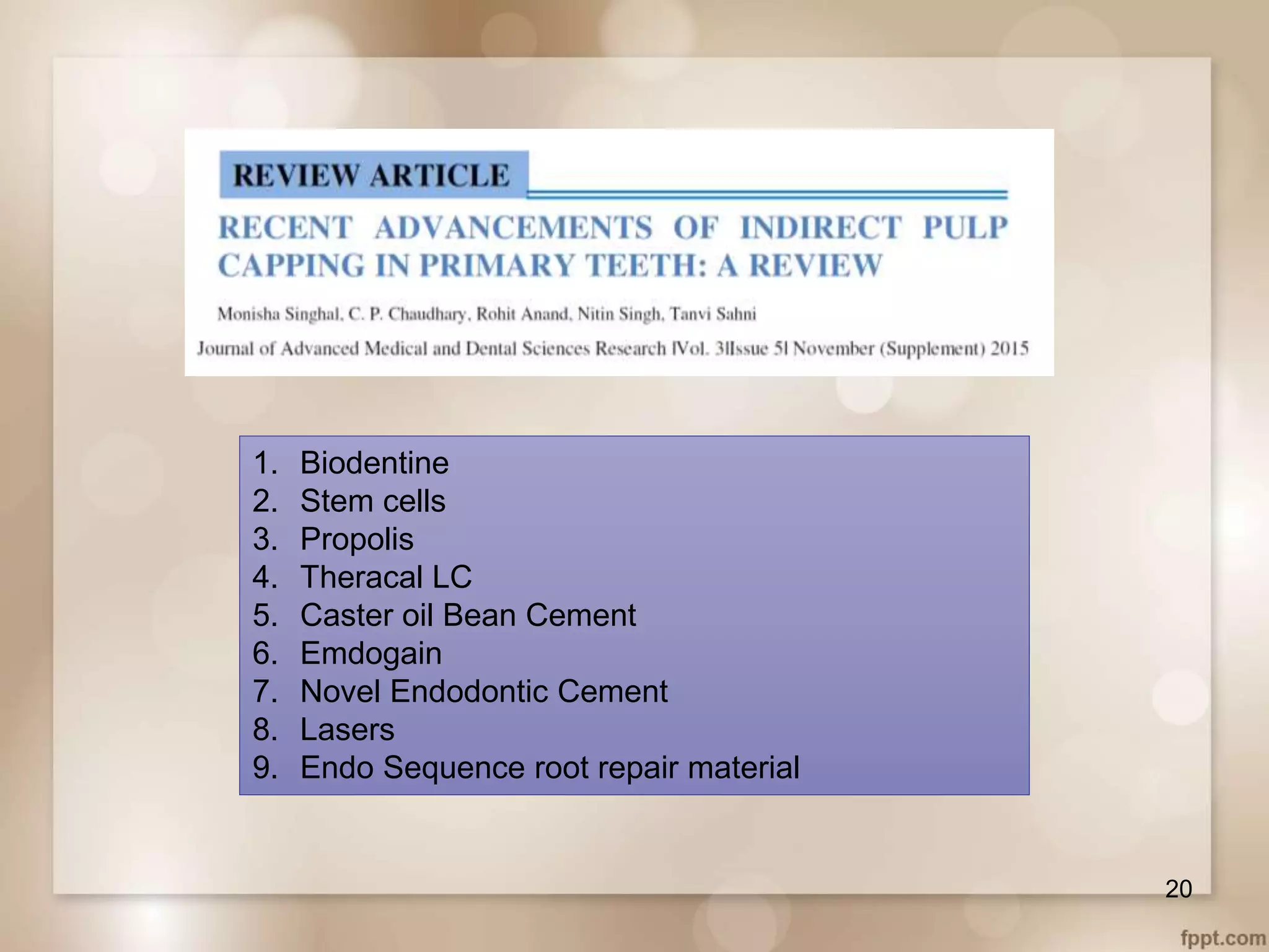 Vital Pulp Therapy | PPT