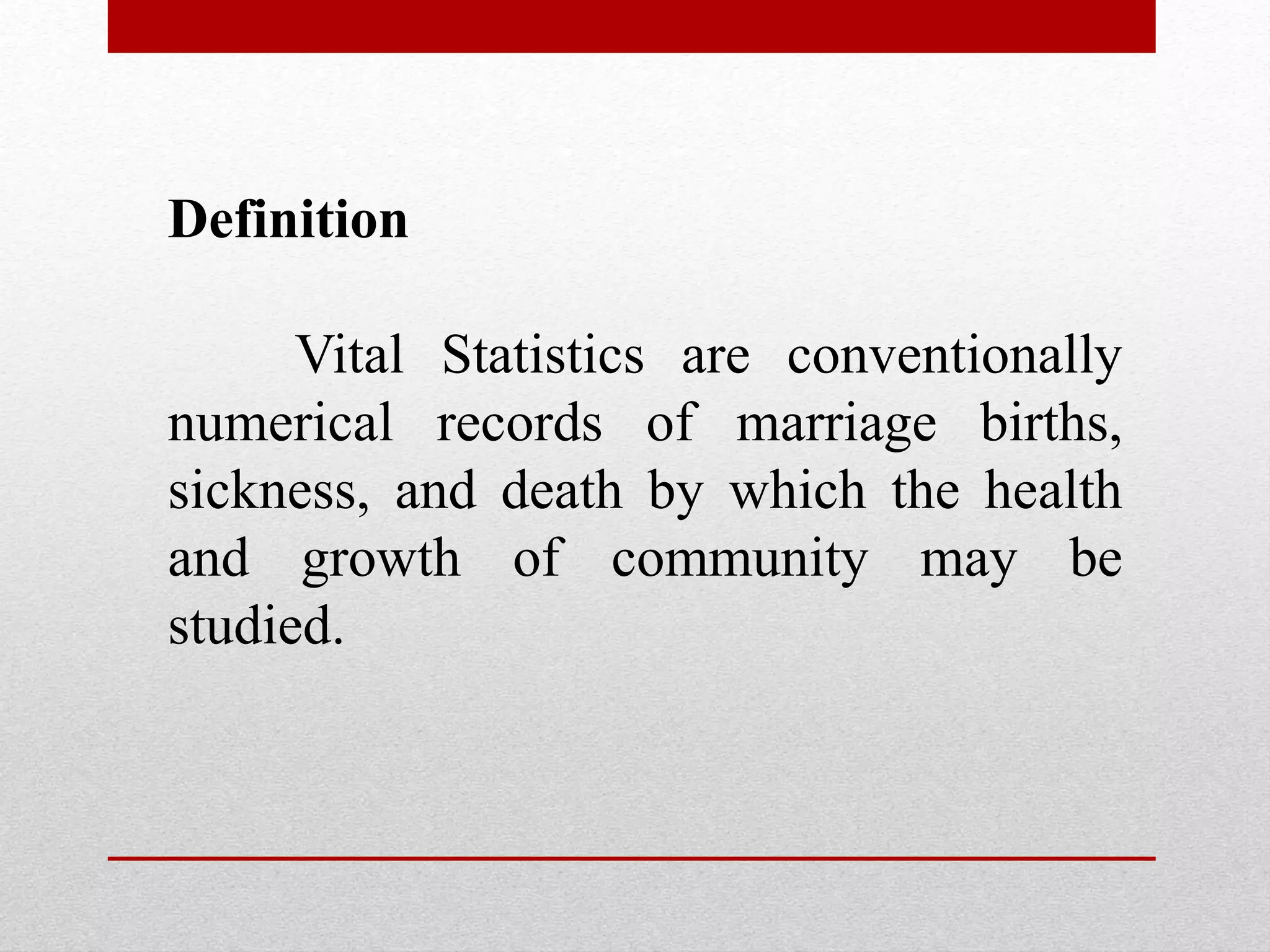 Vital statistics.pptx | Medical Tests | Medical Health
