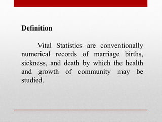 Vital statistics.pptx | Medical Tests | Medical Health