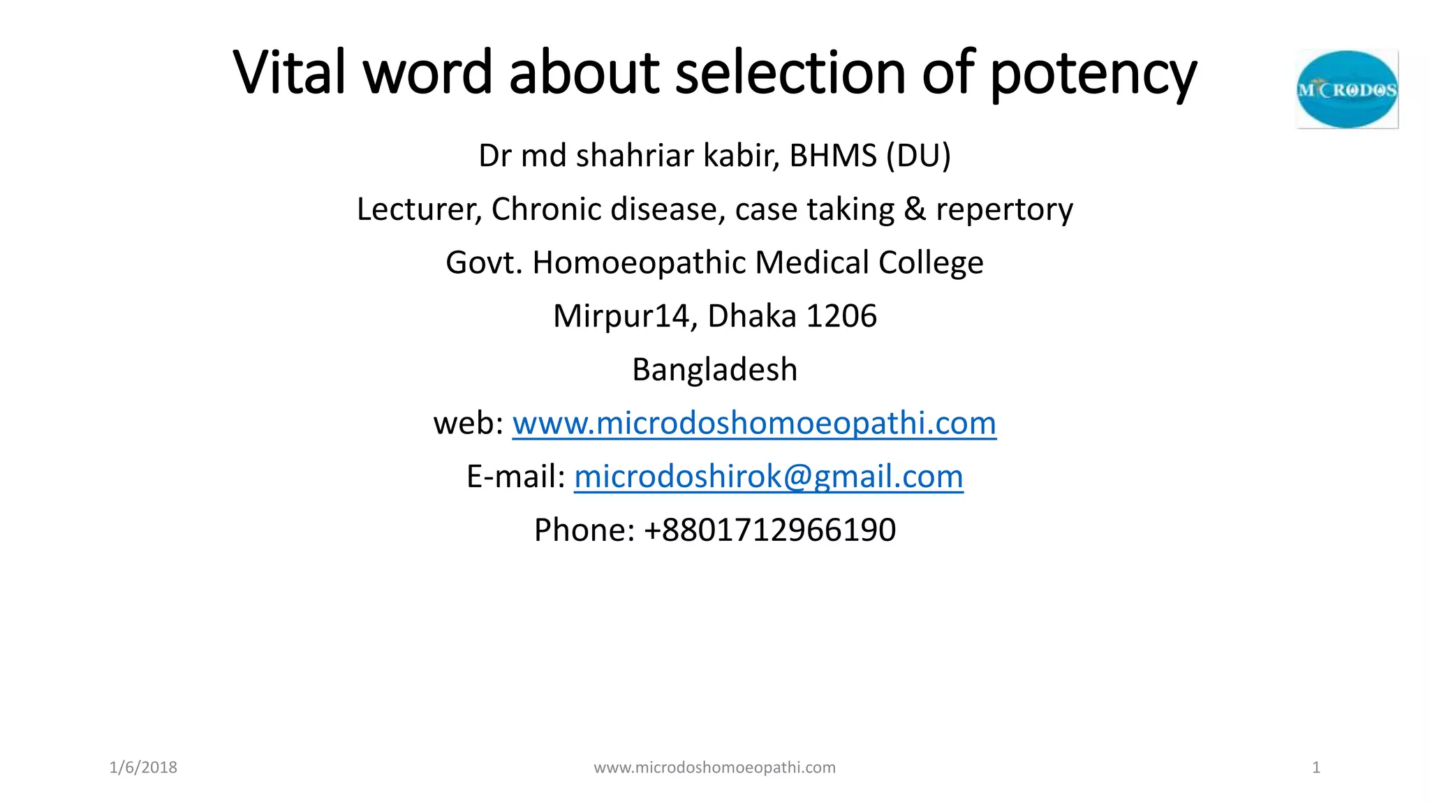 Vital word about selection of potency | PPT