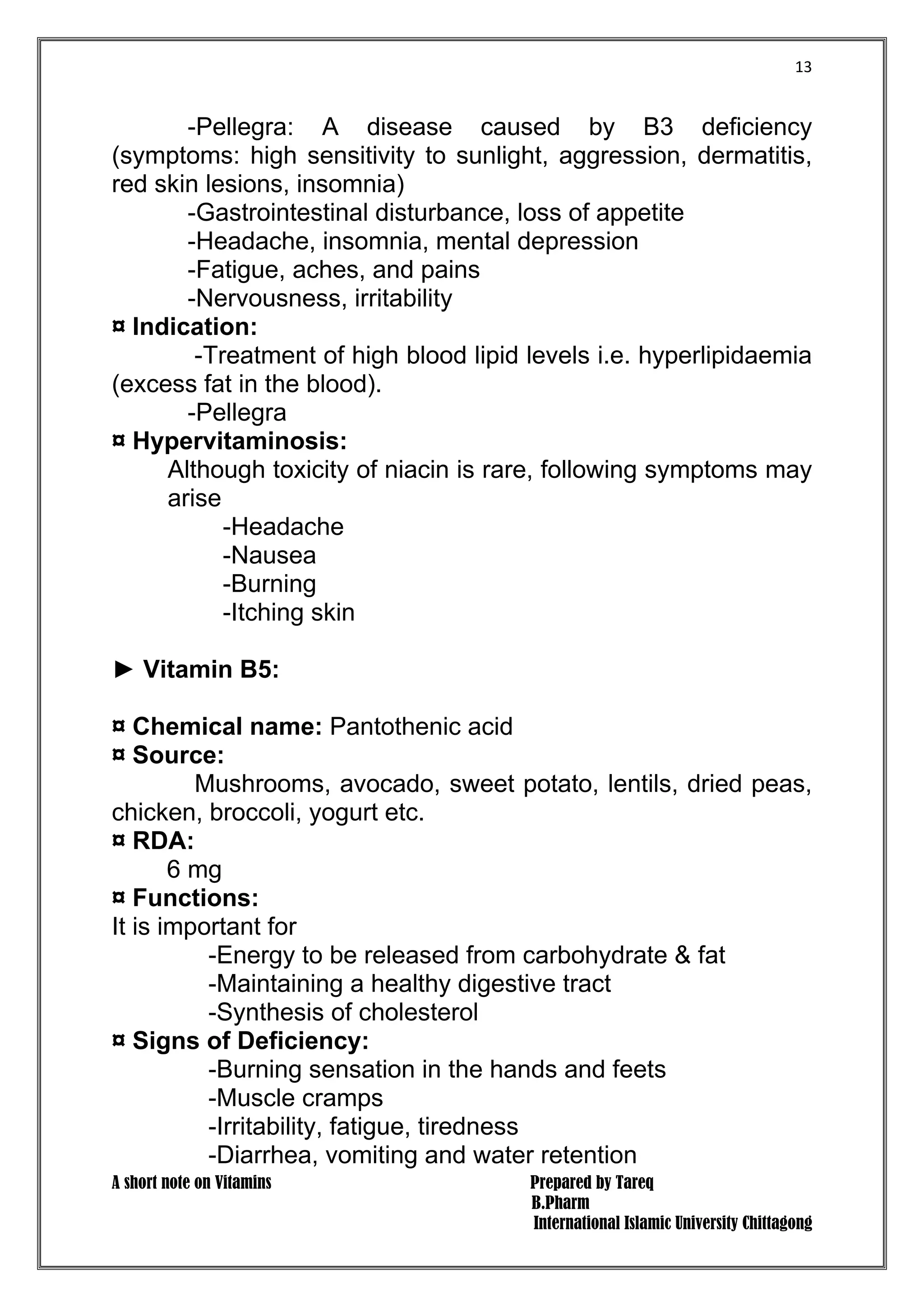 A Short Note on Vitamins | PDF