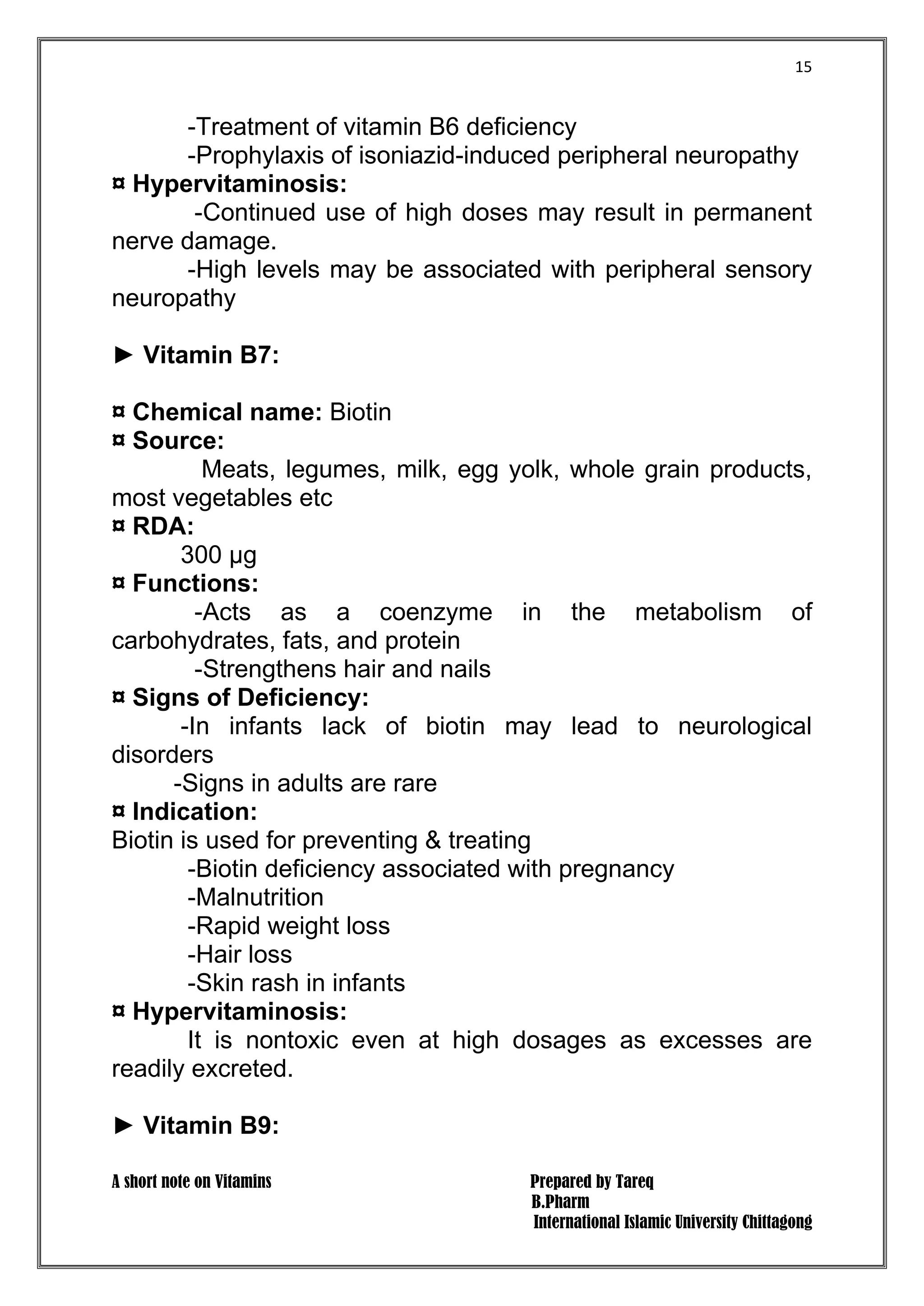 A Short Note on Vitamins | PDF