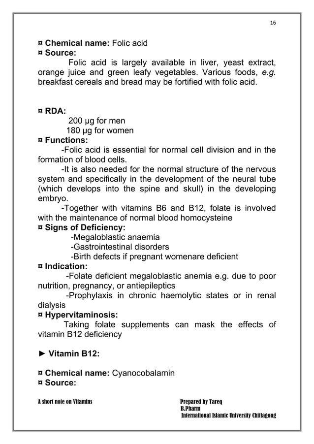 A Short Note on Vitamins | PDF