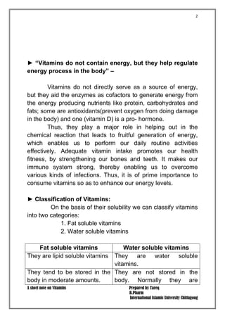 A Short Note on Vitamins | PDF