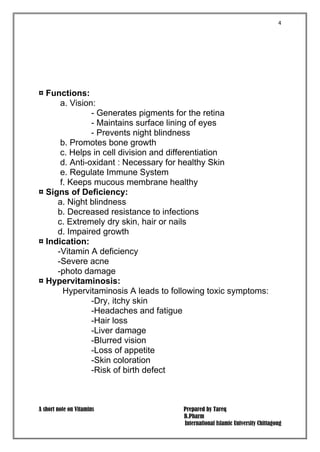 A Short Note on Vitamins | PDF