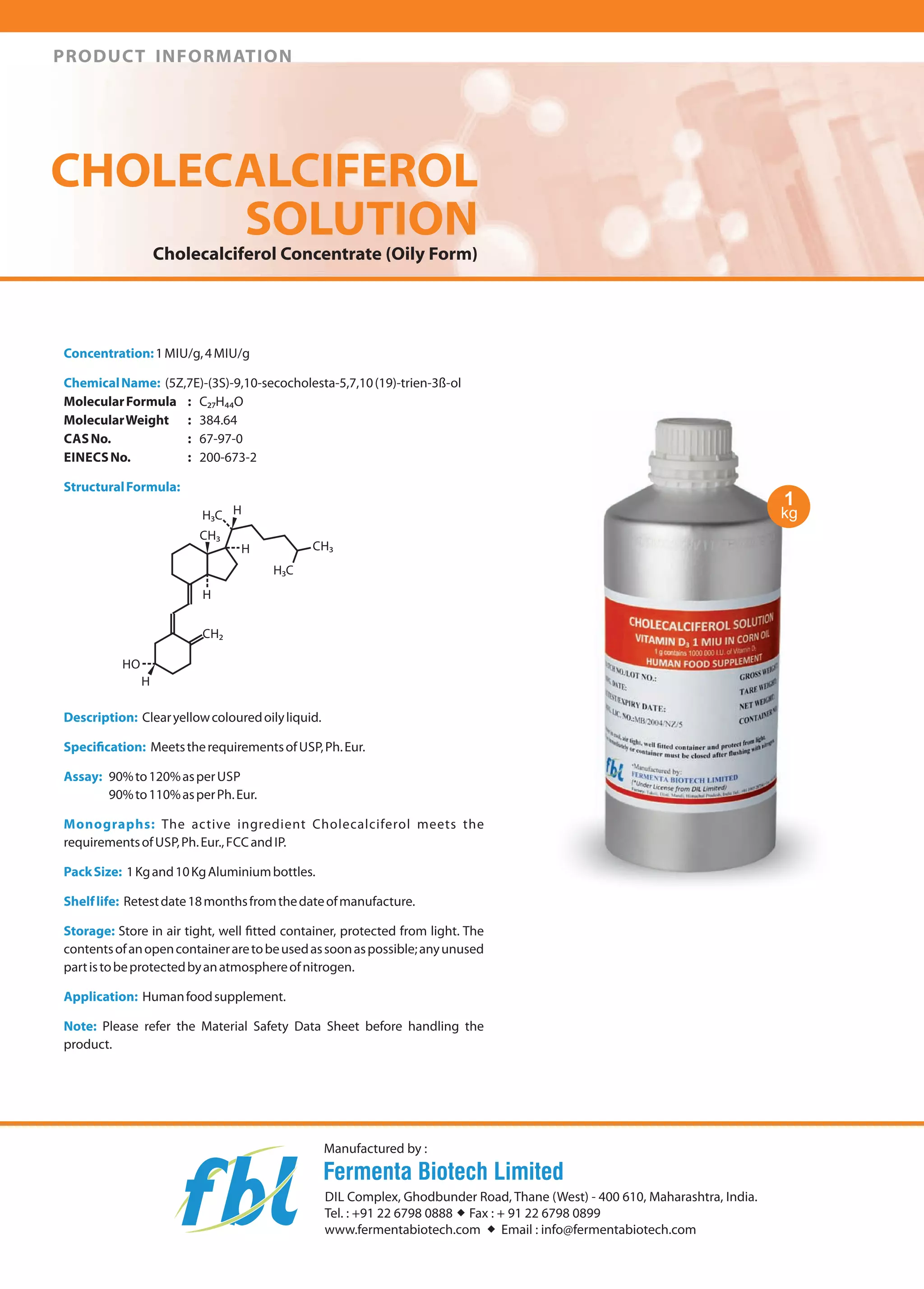 Vitamin d3-cholecalciferol-oil-product-information | PDF