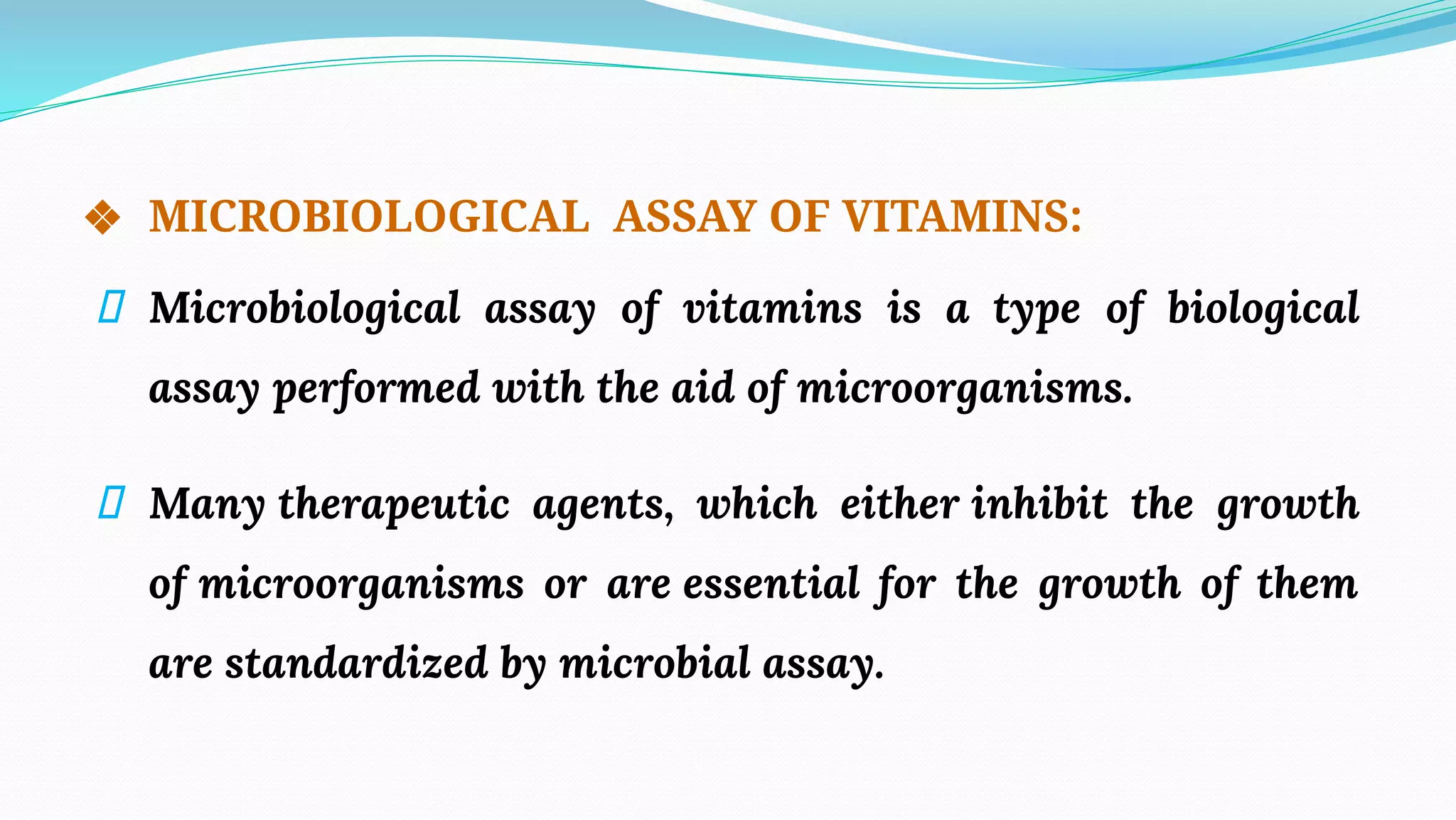 Microbiological assay of vitamins B series | PDF