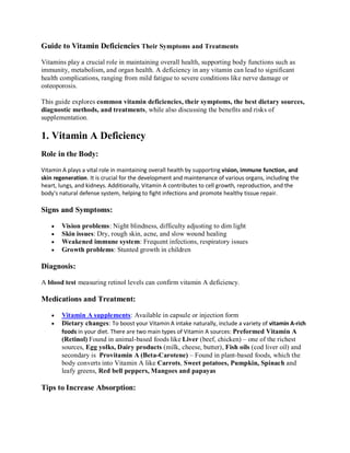 Guide to Vitamin Deficiencies Their Symptoms and Treatments | PDF