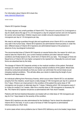 Vitamin B12 Injection Dosage | PDF