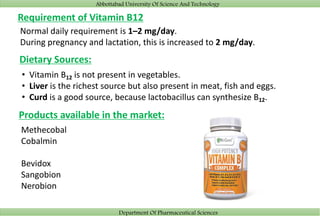 Vitamin B12 (Cobalamin) lecture slides notes | PDF