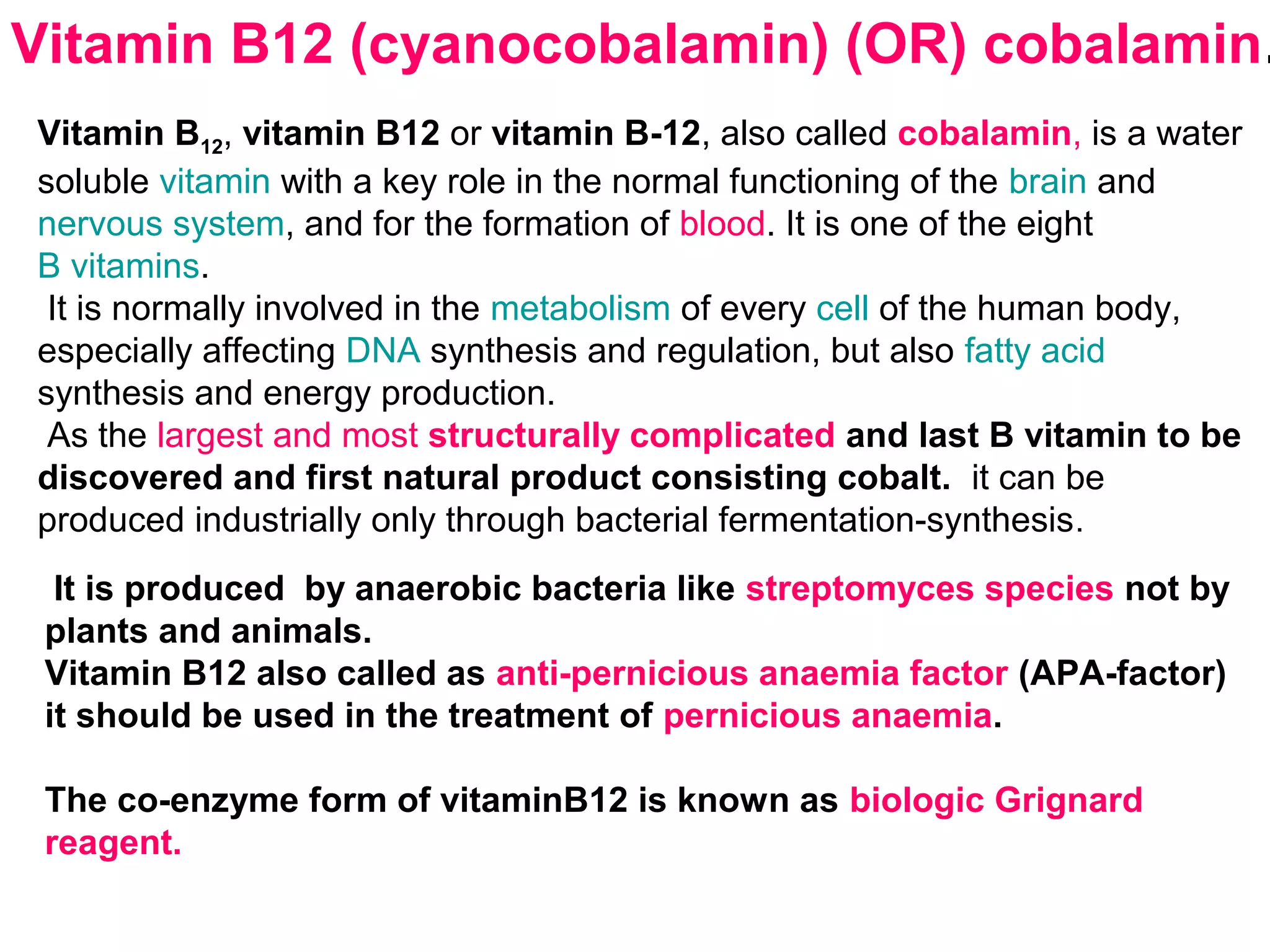 VITAMIN B12[CYNACOBALAMIN][COBALAMIN],SOURCES OFVITAMIN B12,VITAMIN B12 ...