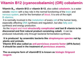 VITAMIN B12[CYNACOBALAMIN][COBALAMIN],SOURCES OFVITAMIN B12,VITAMIN B12 ...