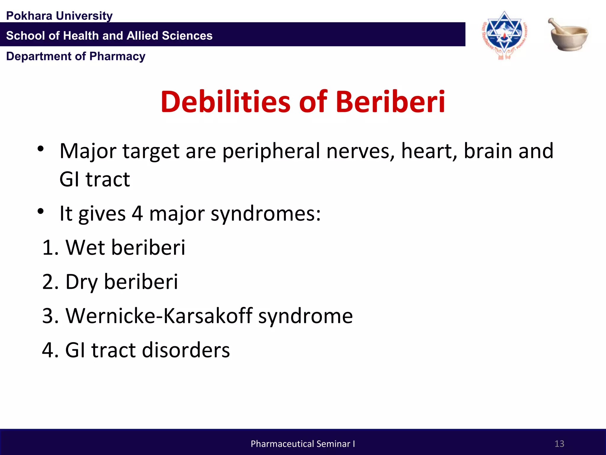 Vitamin b1(thiamine) and beriberi | PPT