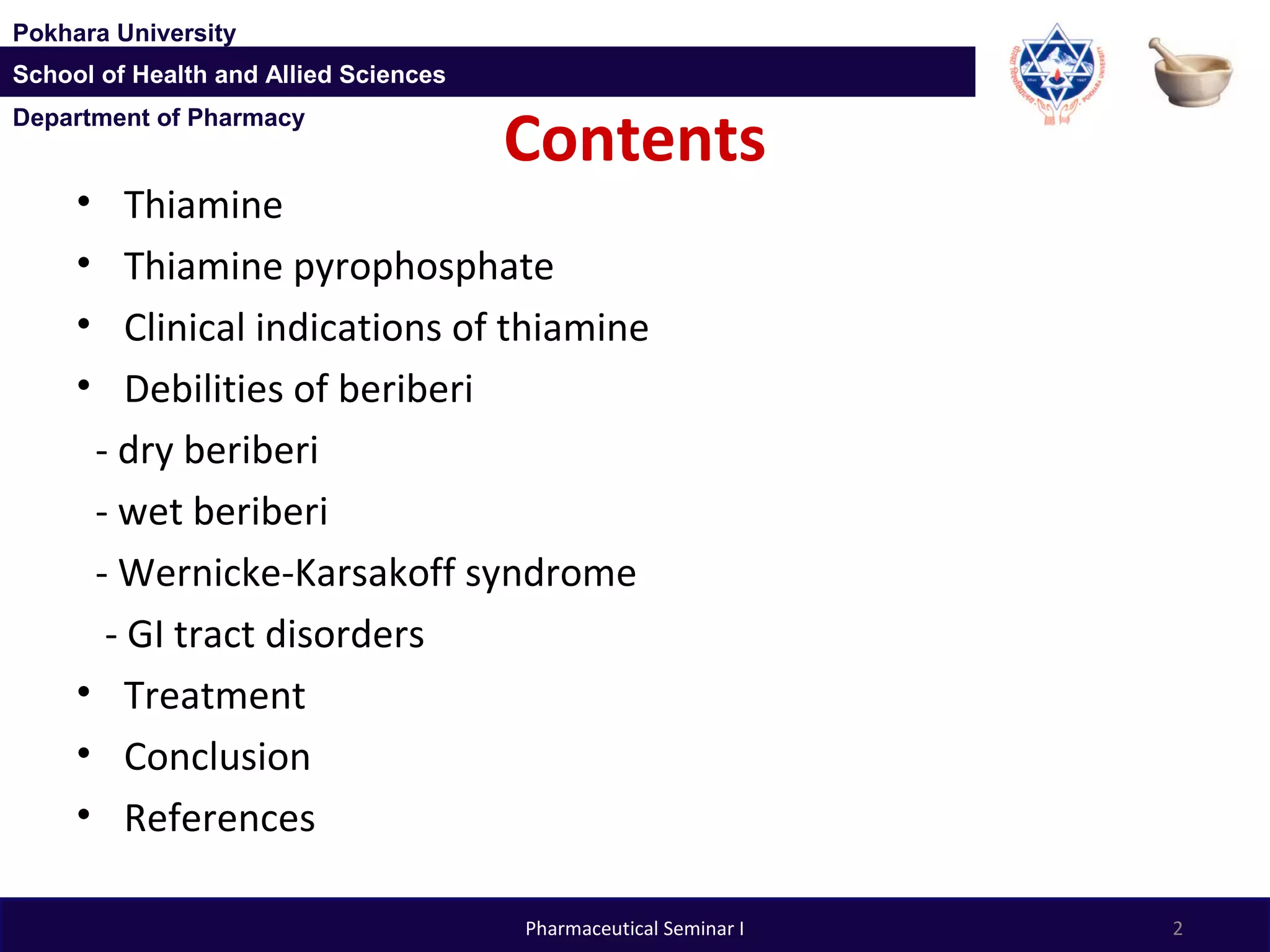 Vitamin b1(thiamine) and beriberi | PPT