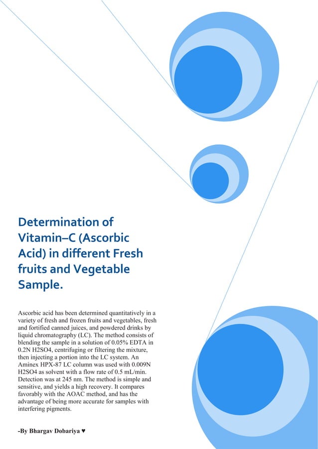 Determination of Vitamin–C (Ascorbic Acid) in different fruits and ...