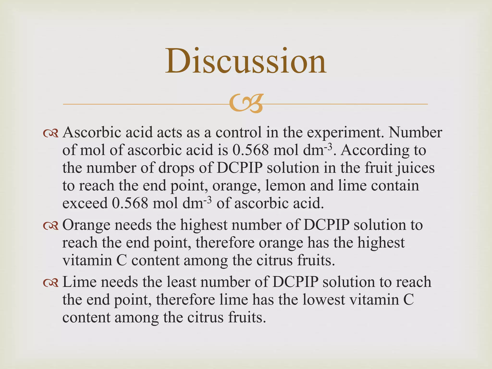 STPM chemistry project : Vitamin c test in the citrus fruits | PPTX