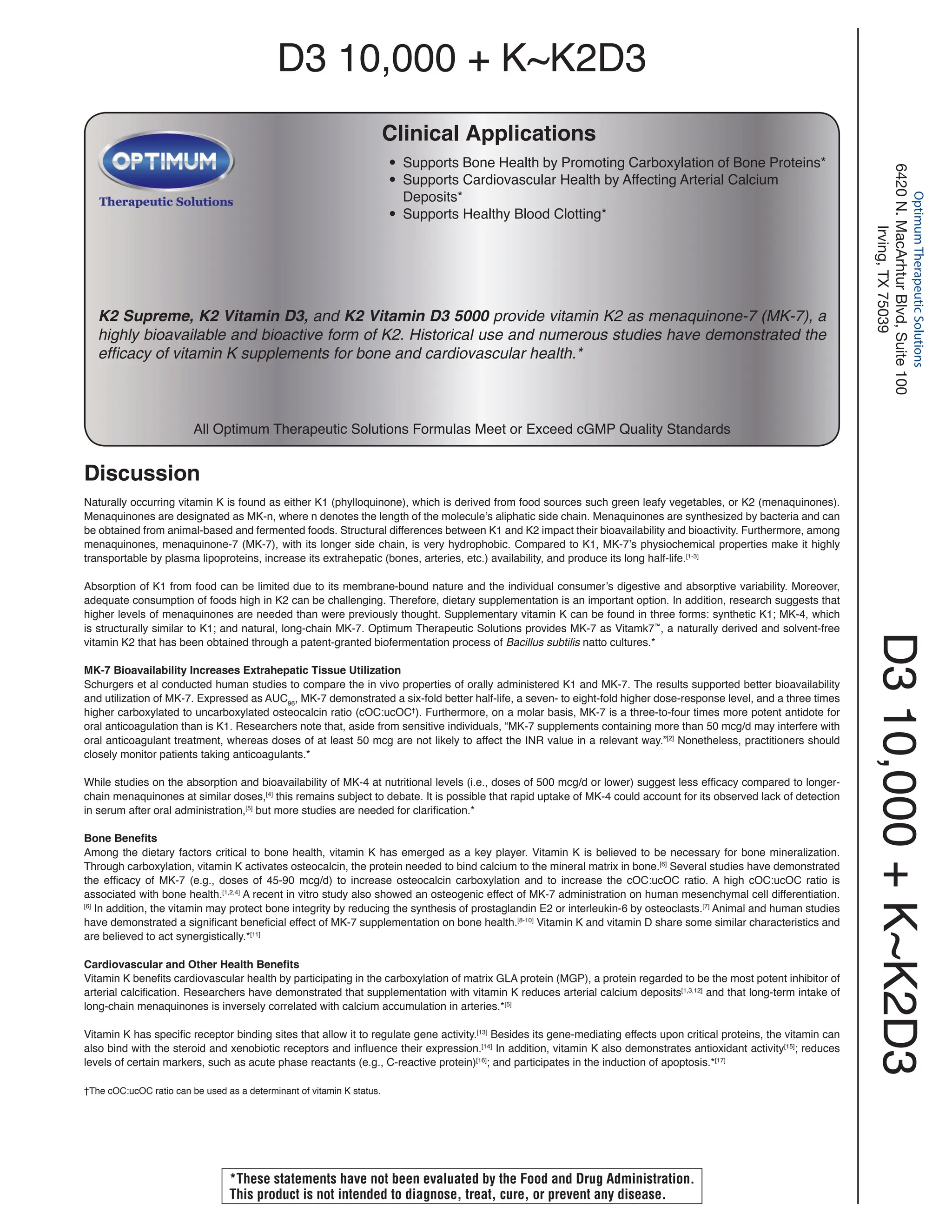 Vitamin K2 (MK-7) Bioavailability, Bone Health, and Cardiovascular ...