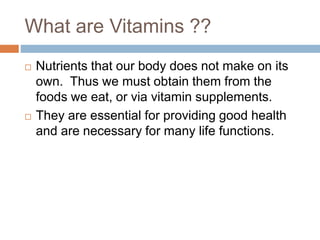 Vitamins And Types of Vitamins | PPTX | Chemistry | Science