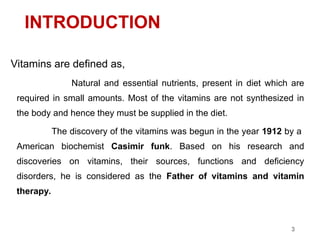 Introduction, Classification and nomenclature of vitamins, Vitamin A1 ...