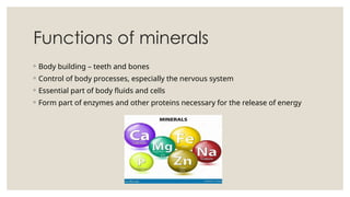 Importance of vitamins and minerals in human body | PPTX