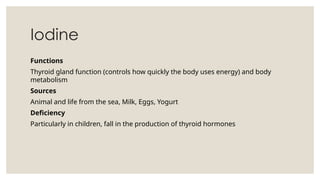Importance of vitamins and minerals in human body | PPT