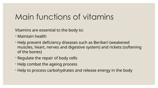 Importance of vitamins and minerals in human body | PPT