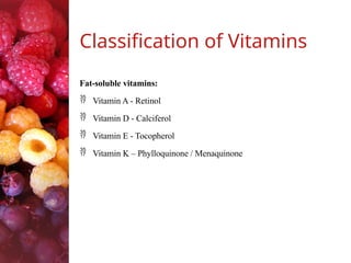 Lecture on vitamins, classification, and function | PPTX