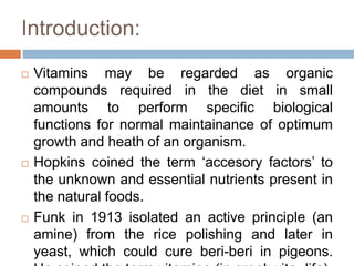 Vitamins -Biochemistry /Biotechnology | PPT