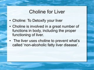 Vitamin uses for: Choline, B8,Inositol, Molybdenum,Iodine, Copper & Nickel | ODP