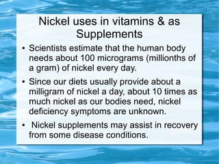Vitamin uses for: Choline, B8,Inositol, Molybdenum,Iodine, Copper ...