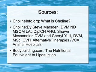 Vitamin uses for: Choline, B8,Inositol, Molybdenum,Iodine, Copper & Nickel | ODP