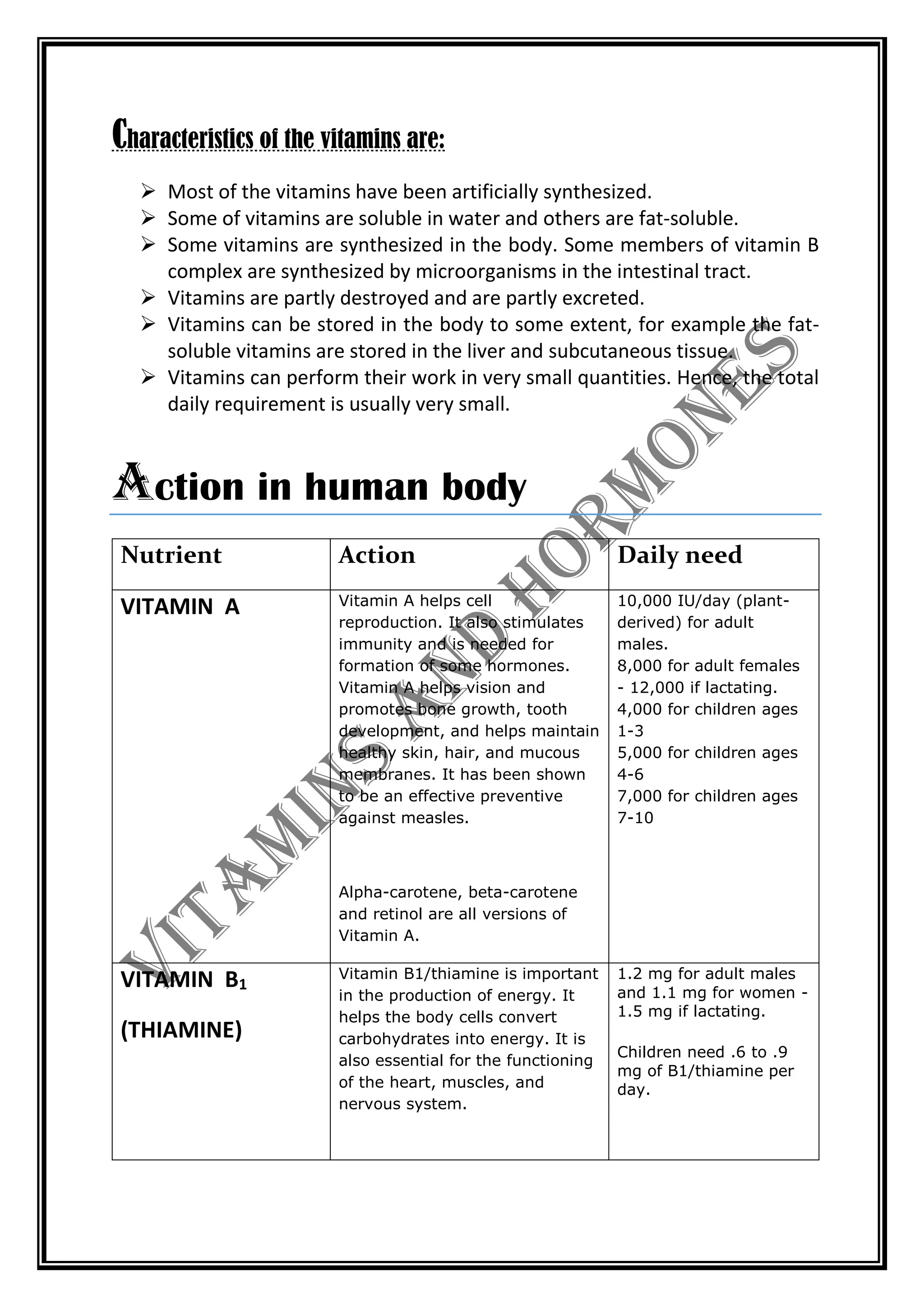 Chemistry investigatory project 2k18 (12th isc): Vitamins and hormones ...